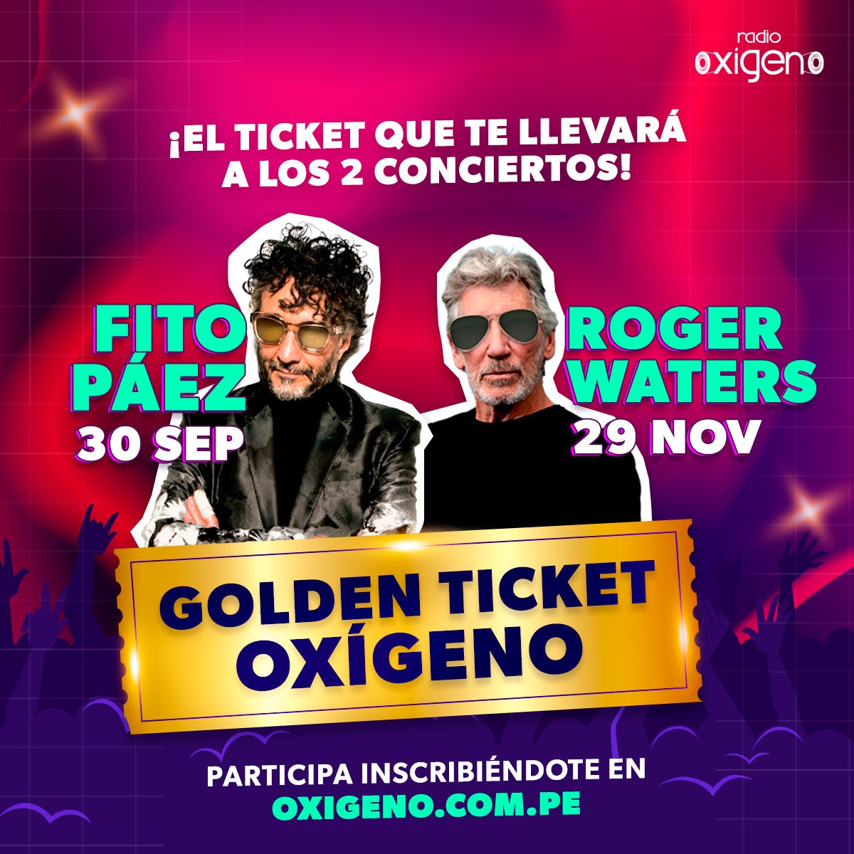 Golden Ticket: Radio Oxígeno te lleva a ver a Fito Paez y Roger Waters